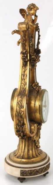 French Marble & Bronze Lyre Mantle Clock Price Guide