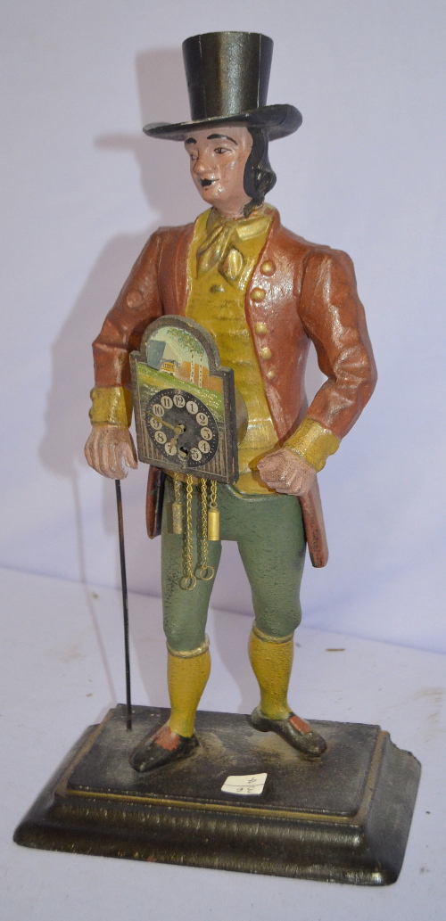 Clock Peddler Clock, Marked “J.E.V.” on the Bottom Price Guide