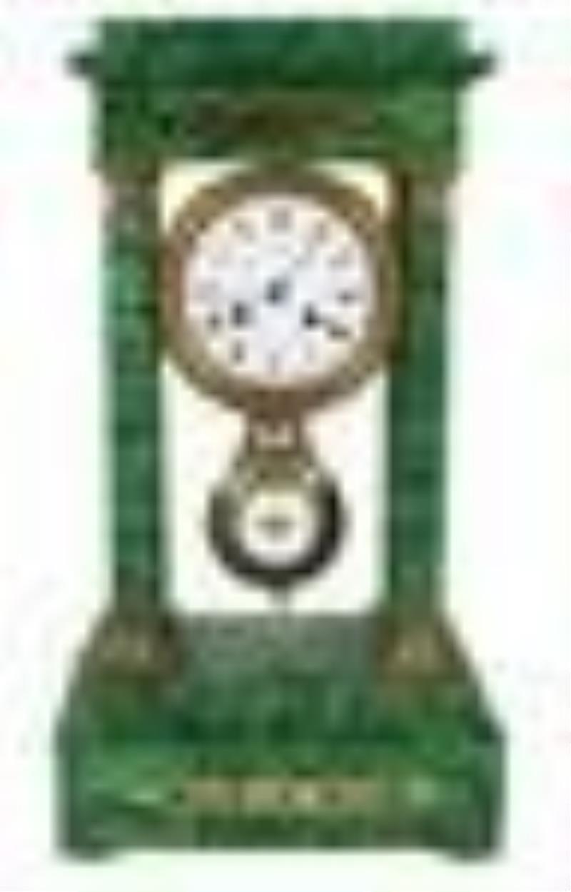Empire Style Green Faux Marble Column Mantel Clock Price Guide