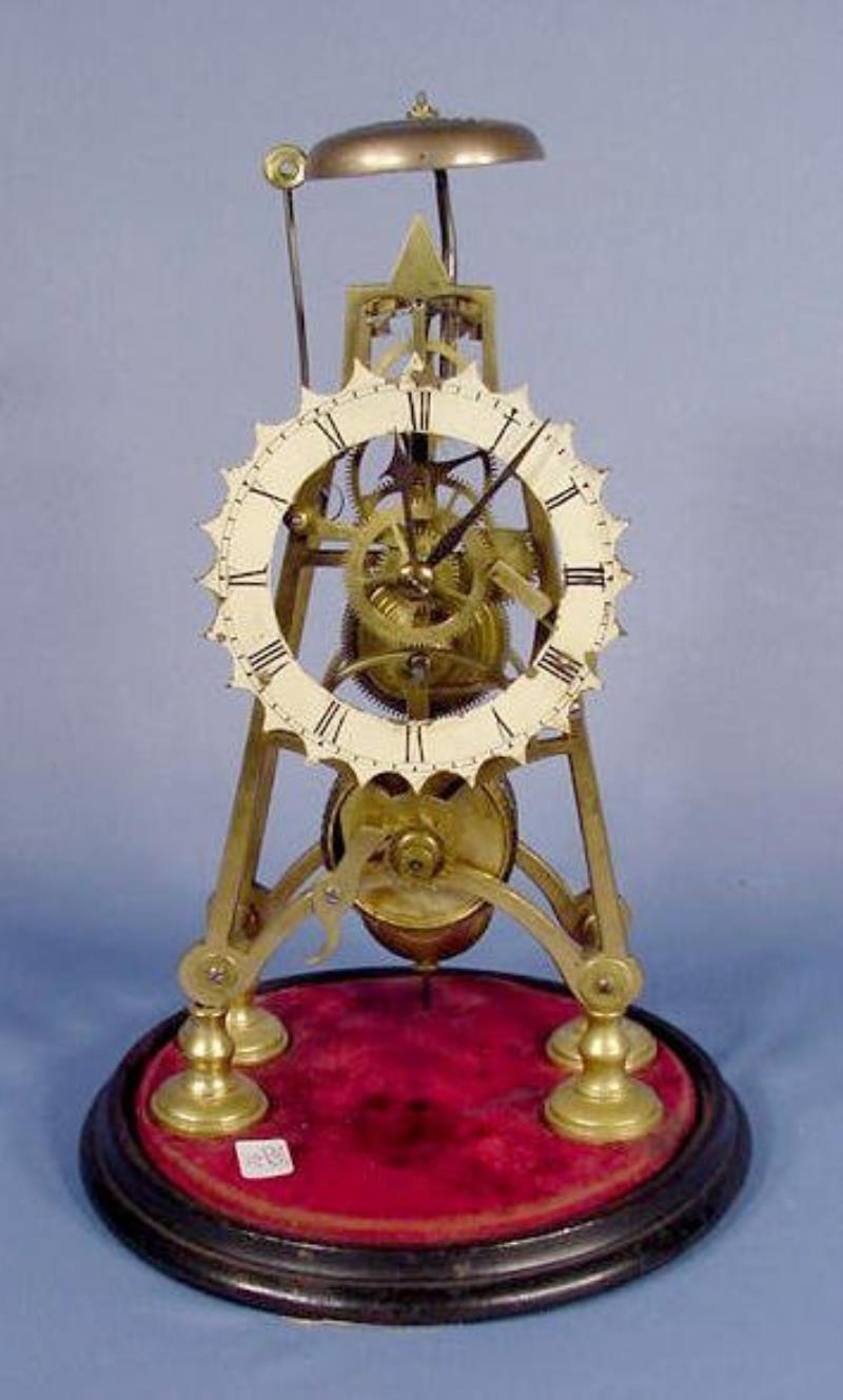 19th C English Brass Fusee Skeleton Clock & Dome Price Guide