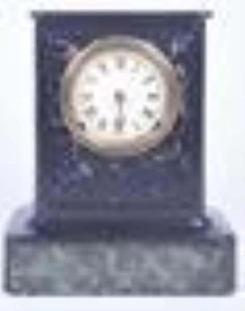 Chauncey & Jerome marbleized black iron mantle clock-ClockPrices.Com