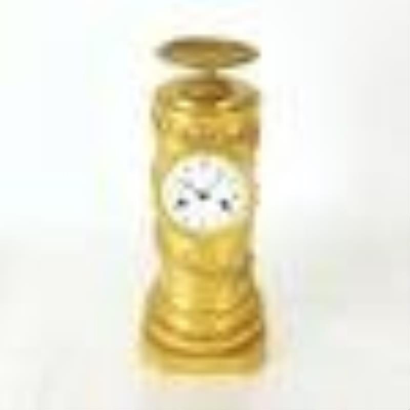 French Neoclassical Gilt Bronze Cylinder Clock-ClockPrices.Com