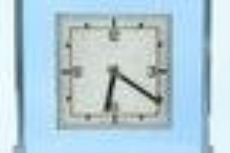 Tiffany & Co Stainless Steel Blue Glass Desk Clock-ClockPrices.Com