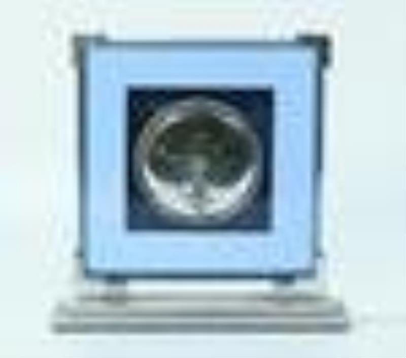 Tiffany & Co Stainless Steel Blue Glass Desk Clock-ClockPrices.Com