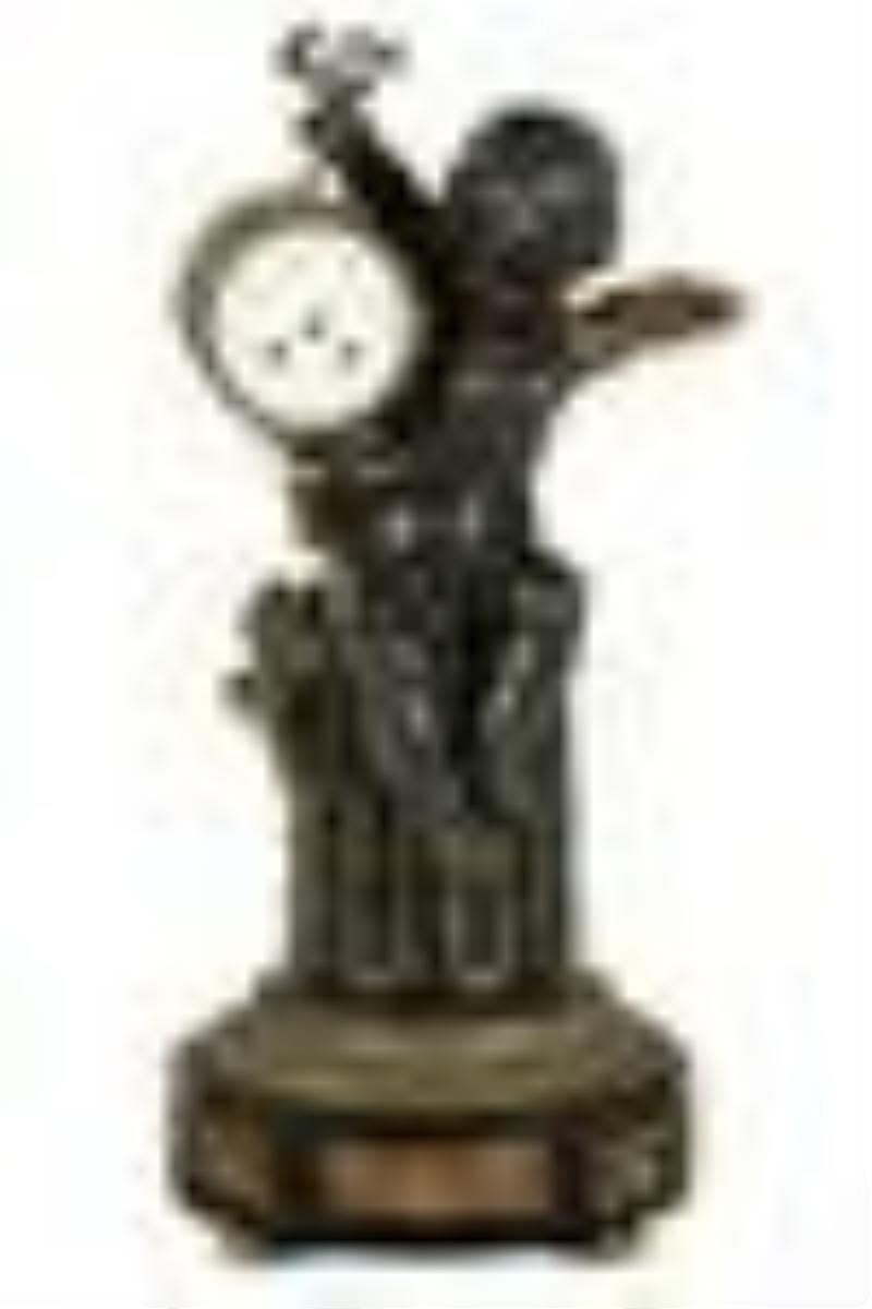 French 19C Antique Dore Bronze Cherub Statue Clock Price Guide