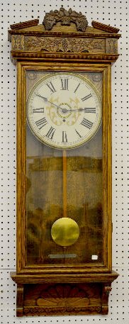 Oak Gilbert “defender” Carved Wall Regulator Clock Price Guide