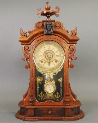 Ansonia Monarch Walnut Mantle Clock-ClockPrices.Com