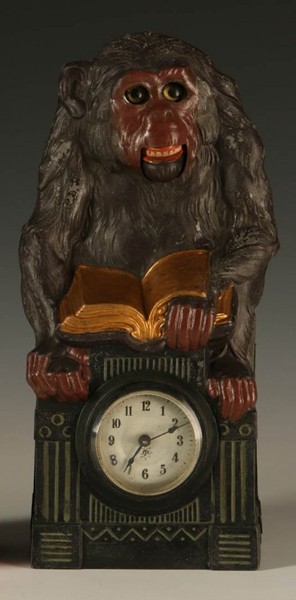Junghans C. 1920s Figural Monkey Automaton Clock Price Guide