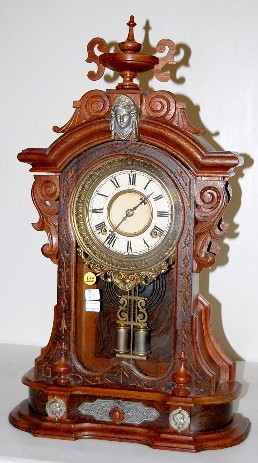 Ansonia Monarch Walnut Mantle Clock-ClockPrices.Com