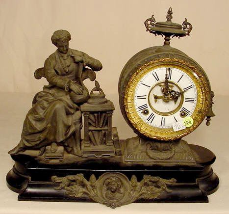 Ansonia Newton Open Escapement Statue Clock-ClockPrices.Com