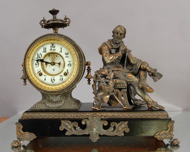 Antique Ansonia Figural Shakespeare Mantle Clock-ClockPrices.Com