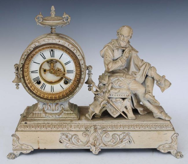 Antique Ansonia Figural Shakespeare Mantle Clock-ClockPrices.Com