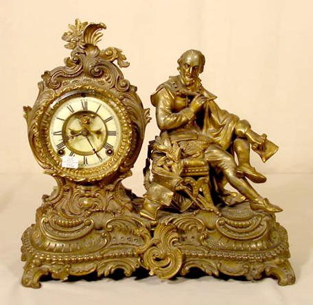 Antique Ansonia Figural Shakespeare Mantle Clock-ClockPrices.Com